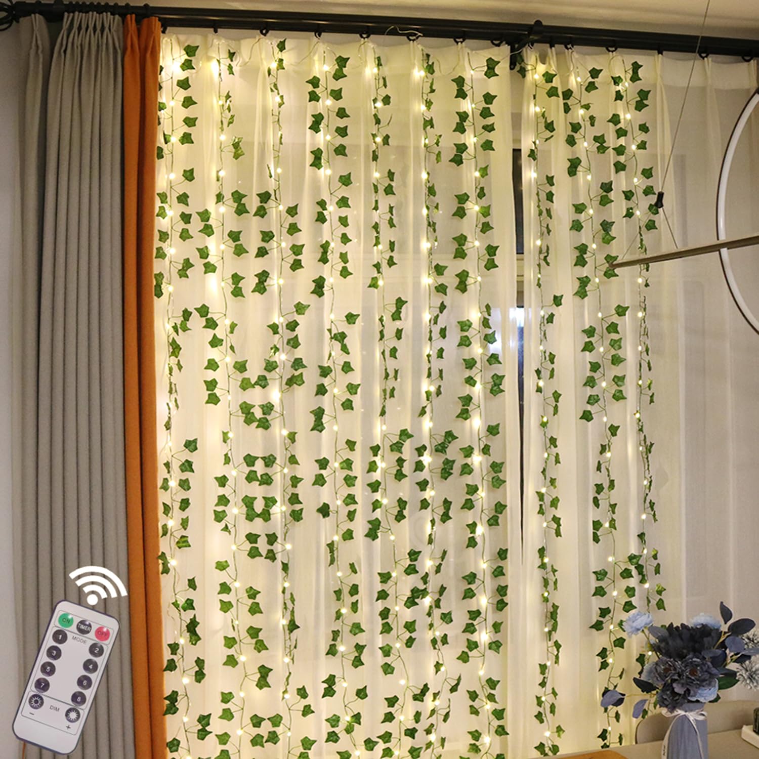 Amazon.com: GUOCHENG Ivy Vine Curtain Light LED Leaf Curtain Fairy ...