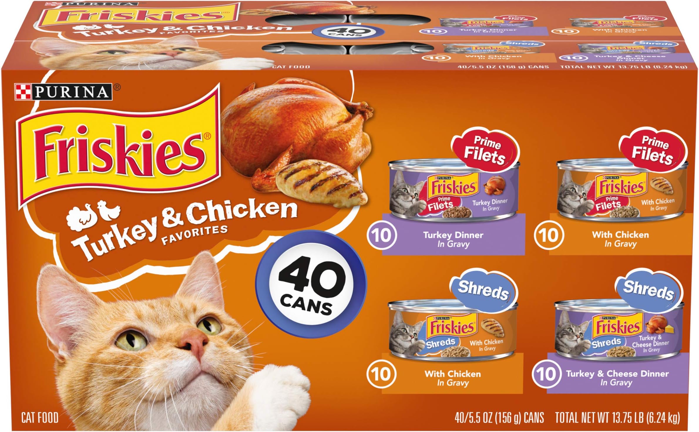 Amazon.com : Friskies Wet Cat Food, Chicken Lovers Variety Pack, (32) 5 ...