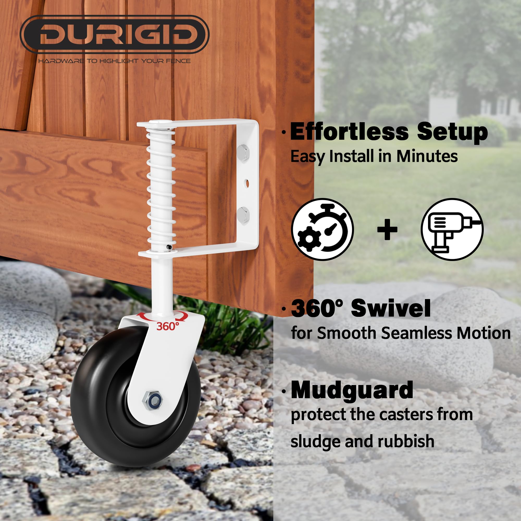 Snapklik.com : 4.3” Spring Loaded Gate Wheel Gate Caster Wheel Fence ...