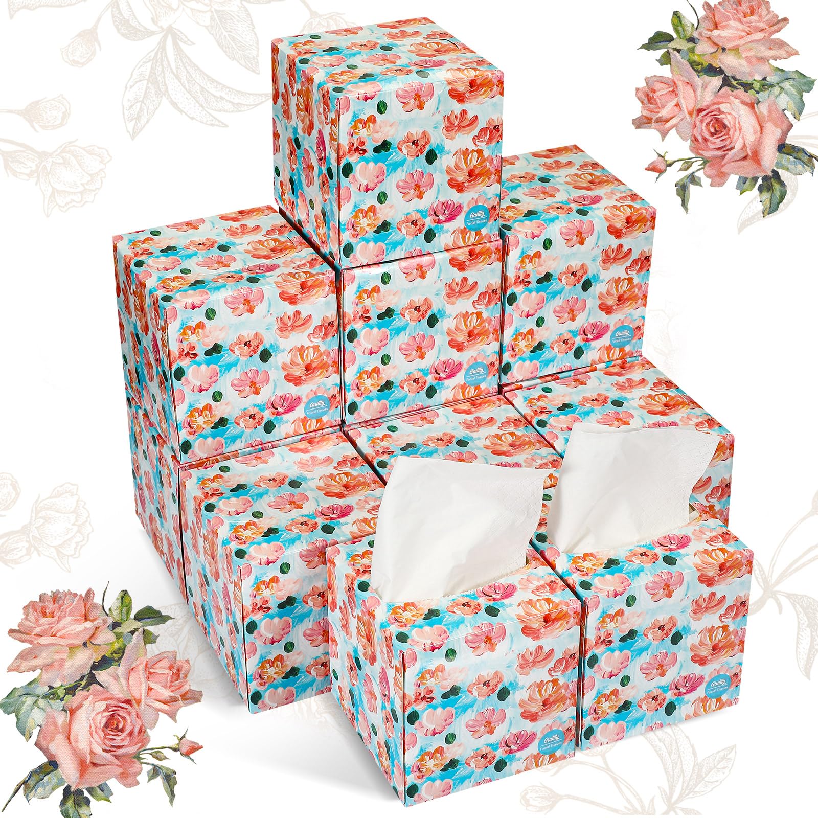Gaillty 12 Packs Tissues Cube Box Facial Tissues Boxes Colorful Tissues ...