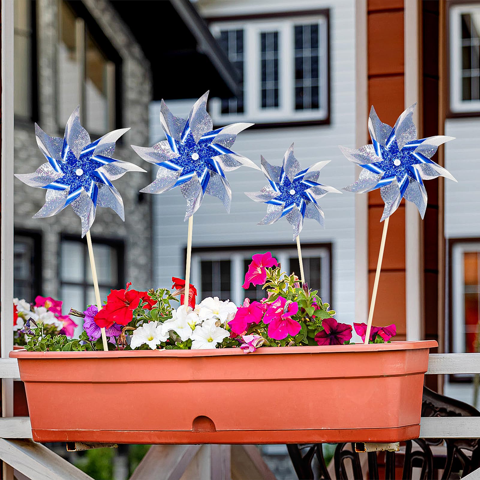 Snapklik.com : 10 Pack Reflective Pinwheels For Yard And Garden, Wind ...