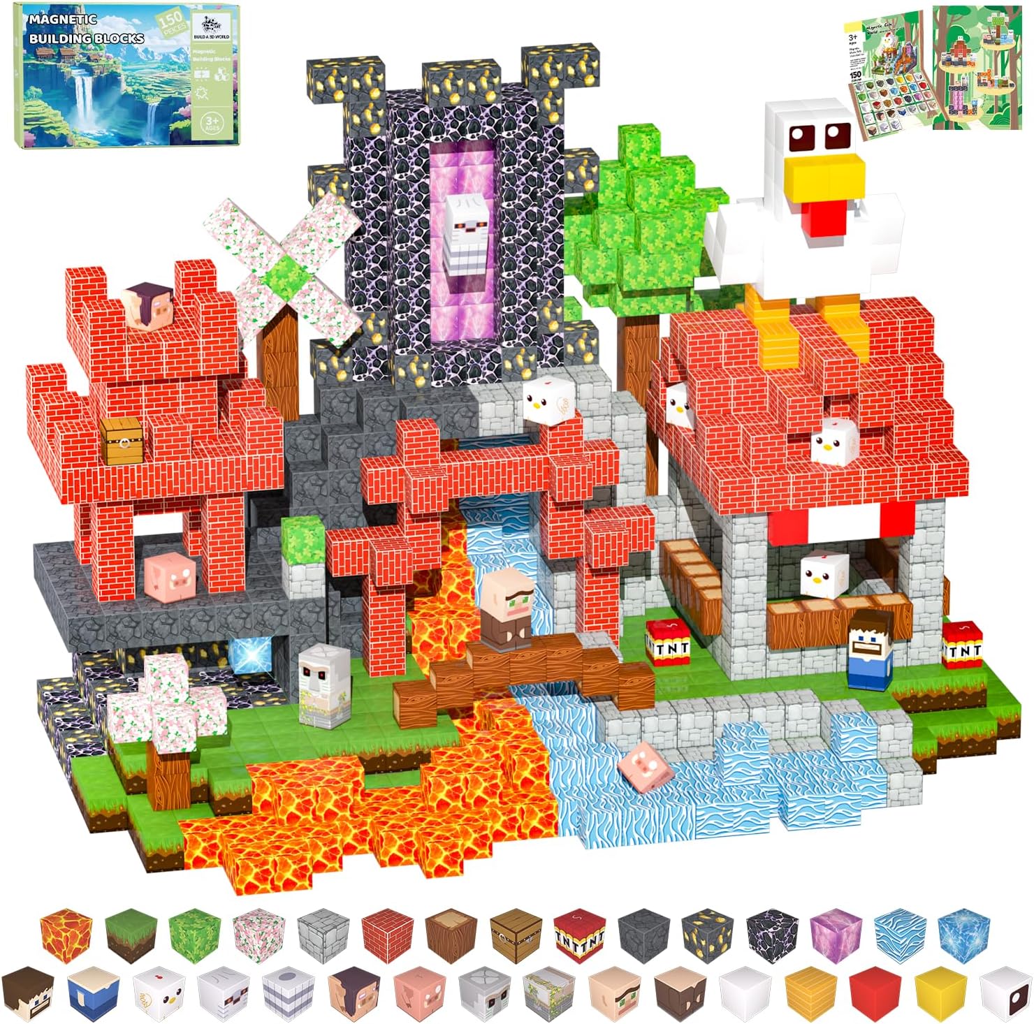 Amazon.com: Magnetic Blocks, 150PCS Magnetic Building Blocks Light Up ...