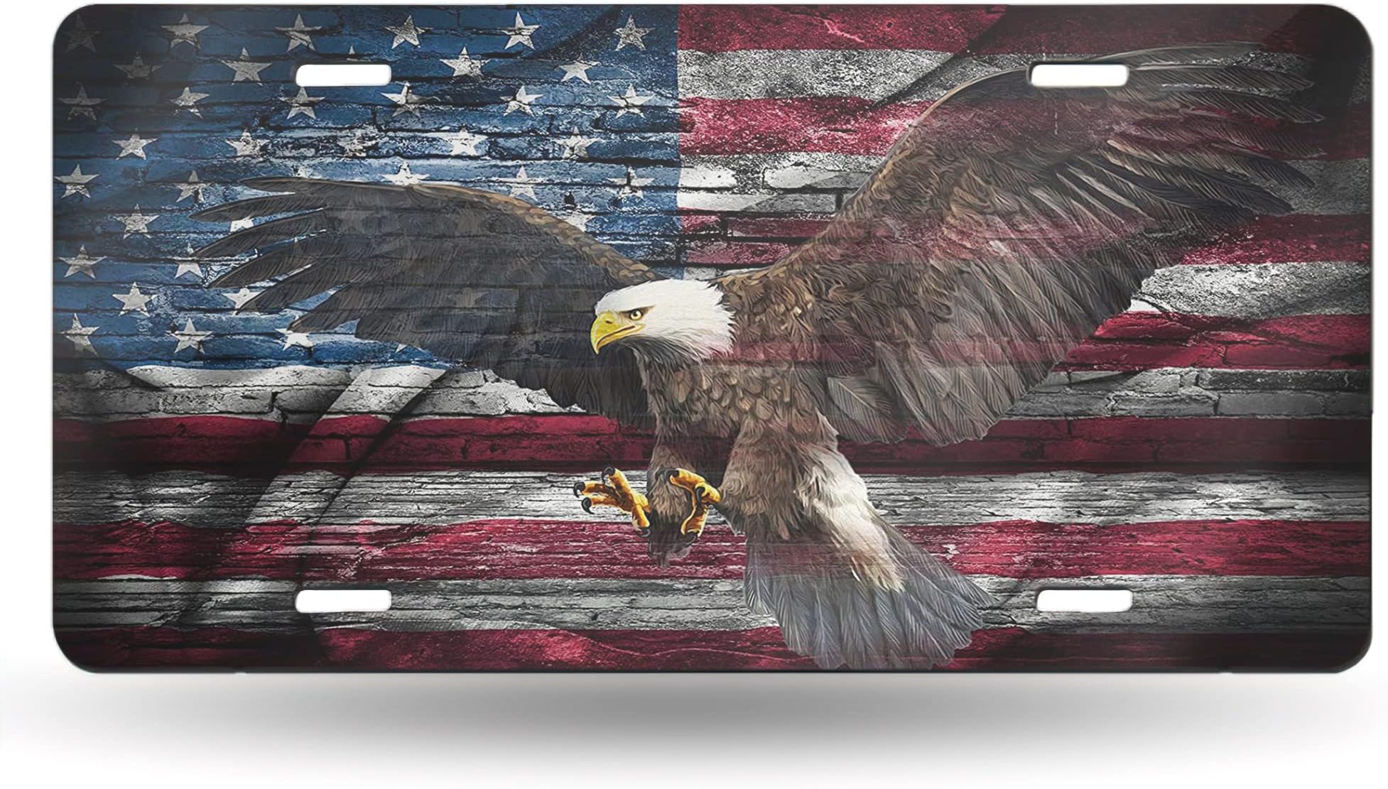 Amazon.com: Distressed American Flag Metal Front License Plate, Vintage ...