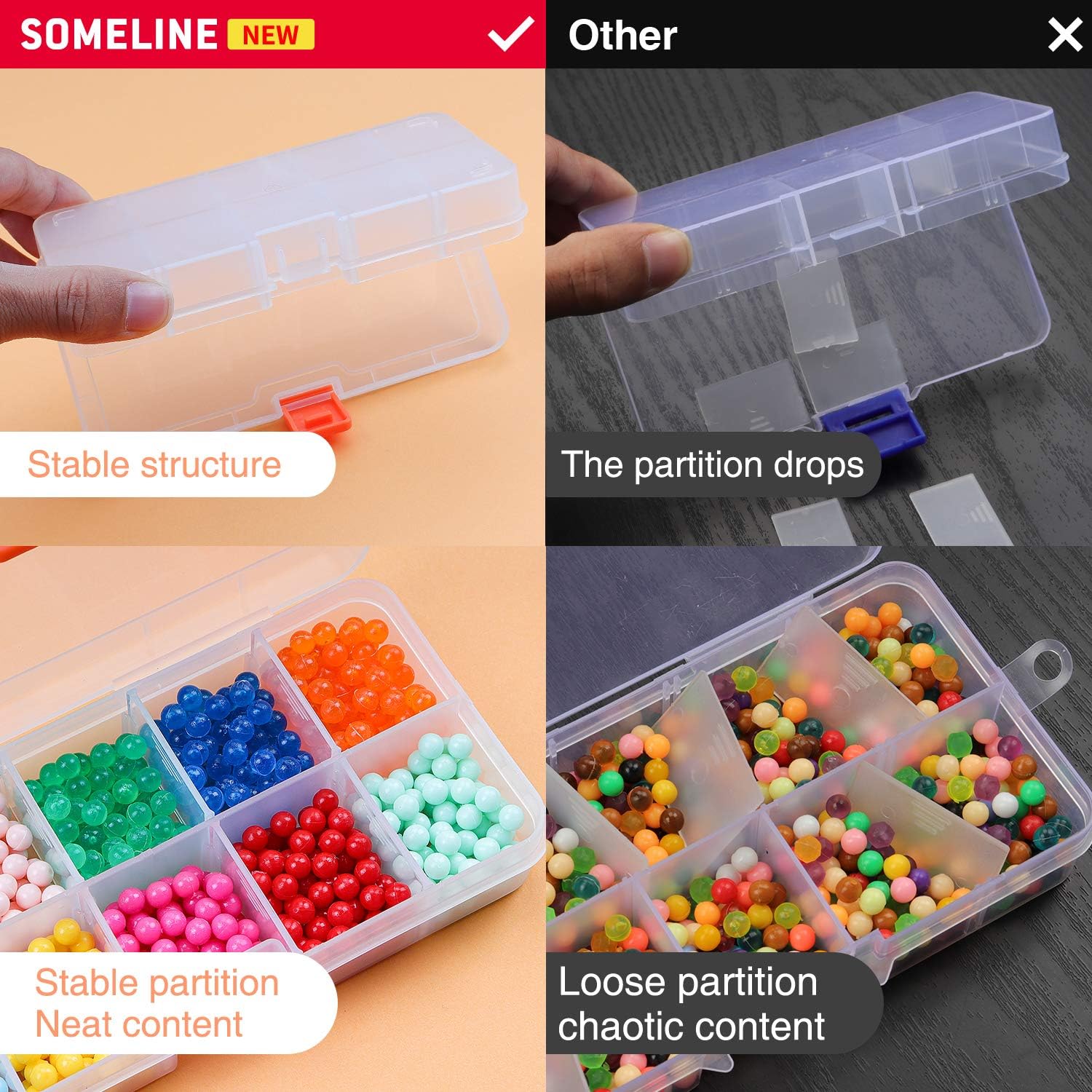 SOMELINE Tool Box Sorting Boxes Jewelry Box with Adjustable ...