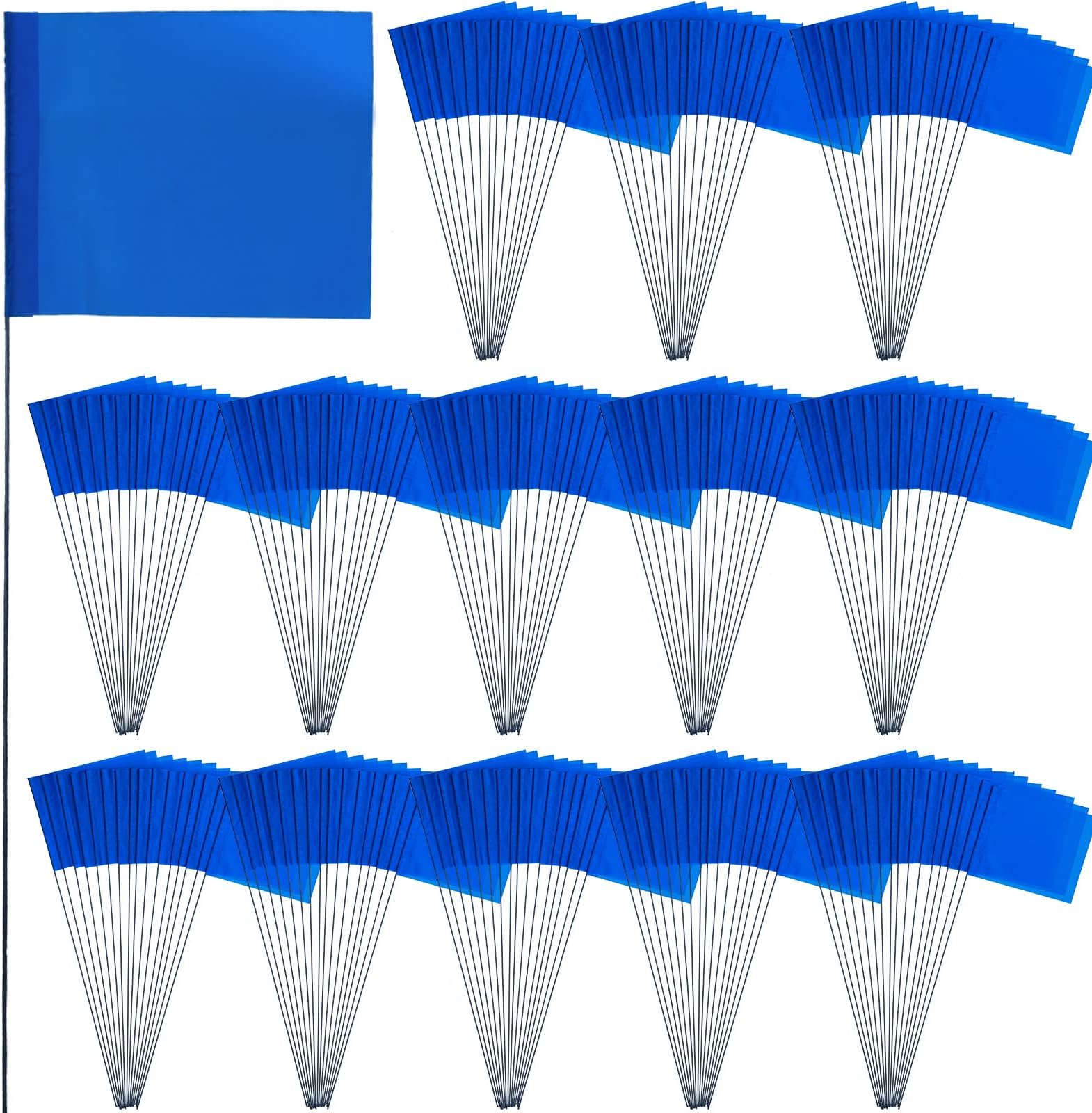 Amazon.com : 300 Pieces Marking Flags Blue Marker Flags Small Yard ...