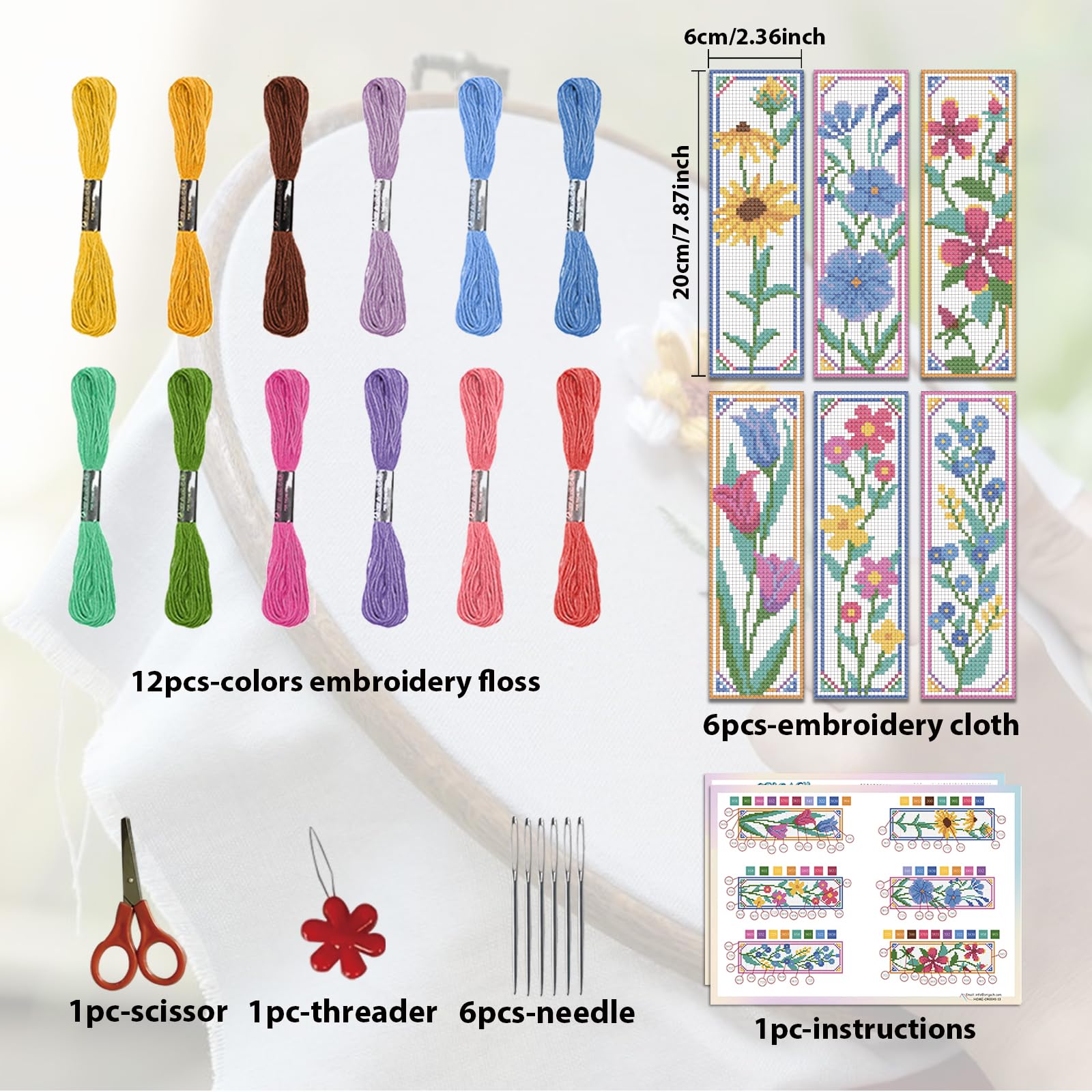 Beginner Embroidery Kit 6 Set Cross Stitch Bookmark Kit For Beginner ...