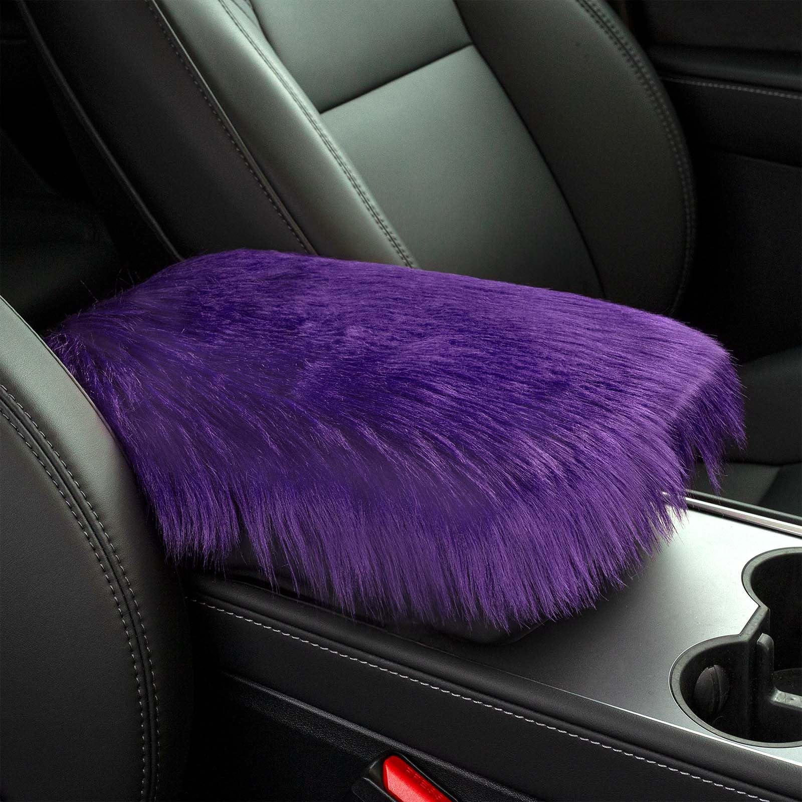 Amazon.com: Center Console Cover, Universal Fluffy Plush Car Armrest ...
