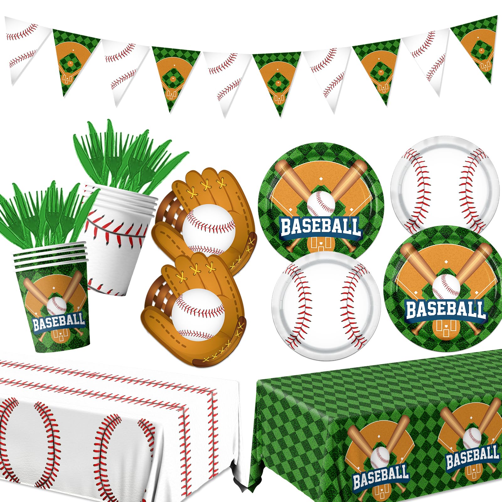 Amazon.com: Baseball Party Decorations Tableware,143Pcs Baseball Party ...