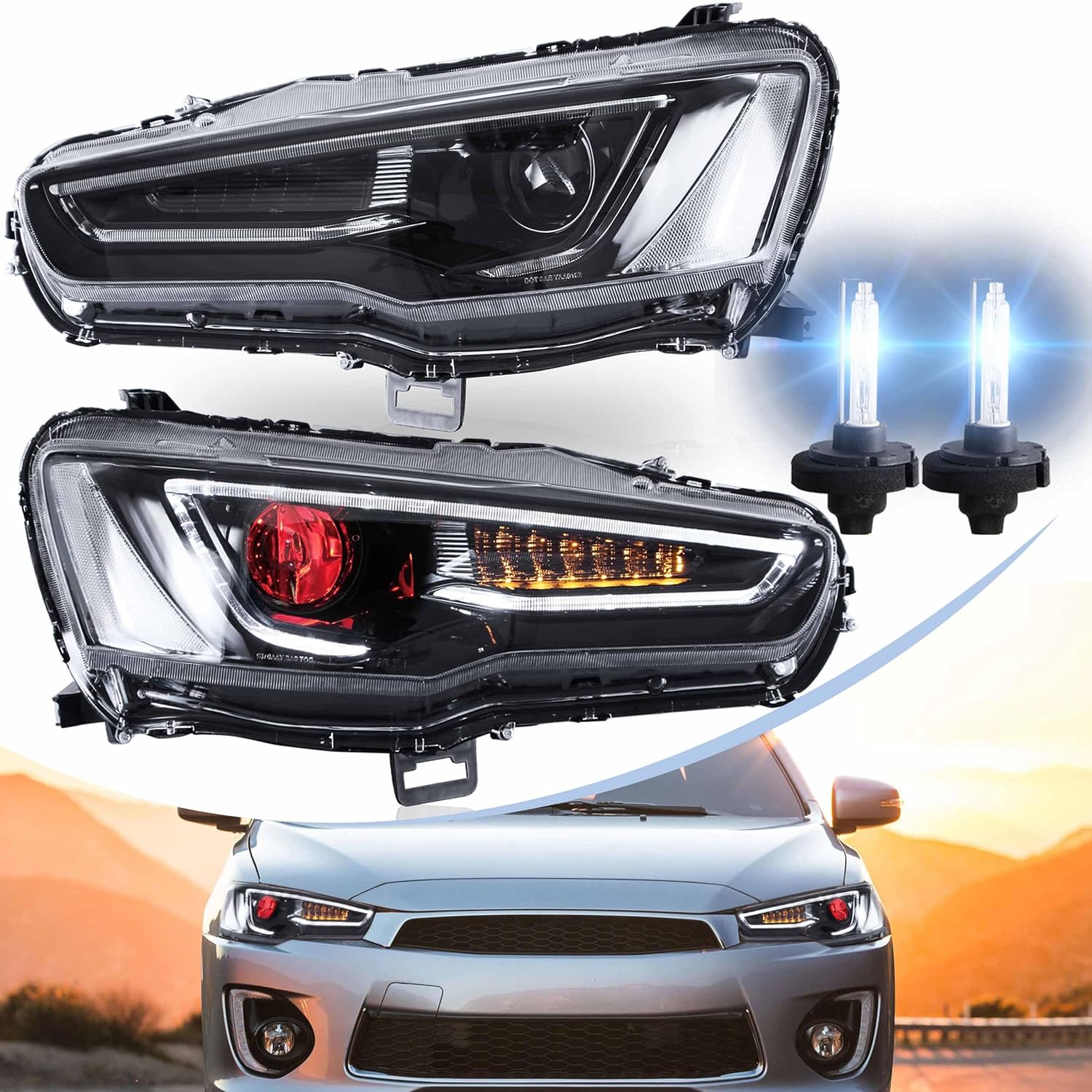 Amazon.com: vland carlamp Headlights Assembly with D2H Bulbs Compatible ...