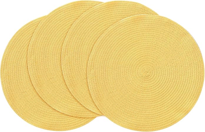 Amazon.com: Floroom 15 Inch Round Braided Placemats Set of 4, Washable ...