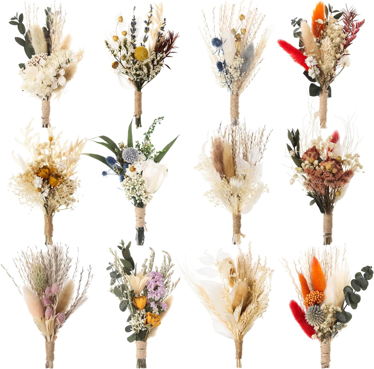 Amazon.com: Fabbay 6 Pcs Mini Dried Flower Bouquets Boho Wedding Dried ...