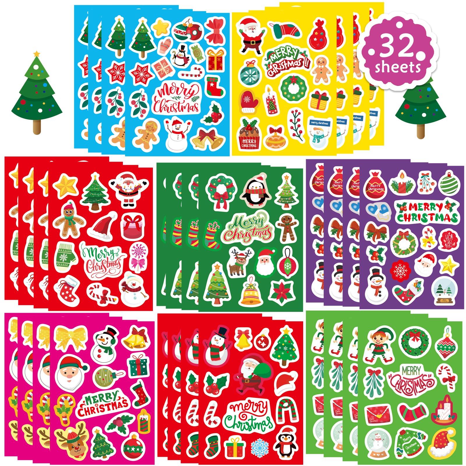 Amazon.com: Christmas Stickers for Kids and Adults Christmas Face ...