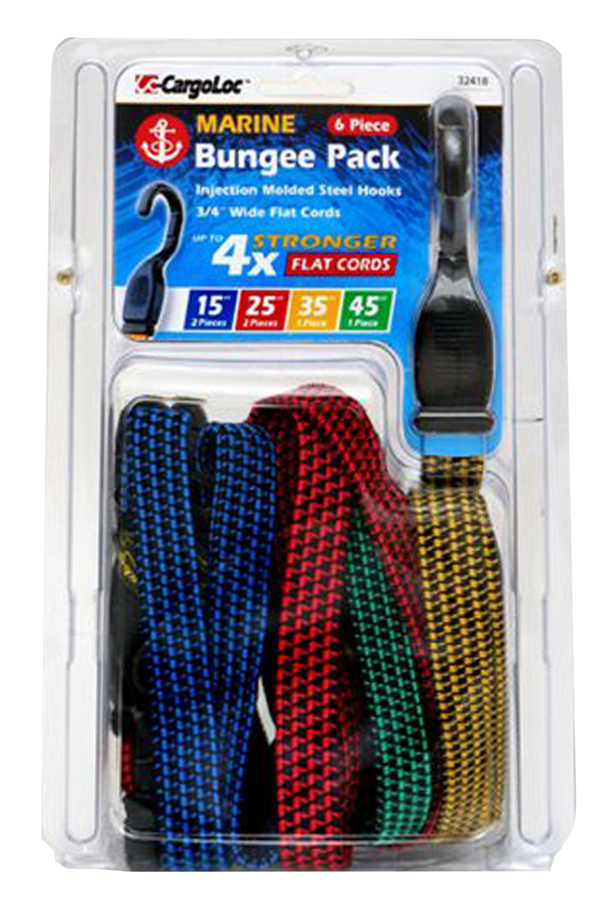 Snapklik.com : CargoLoc 32418 Flat Bungee Cord Marine Assortment