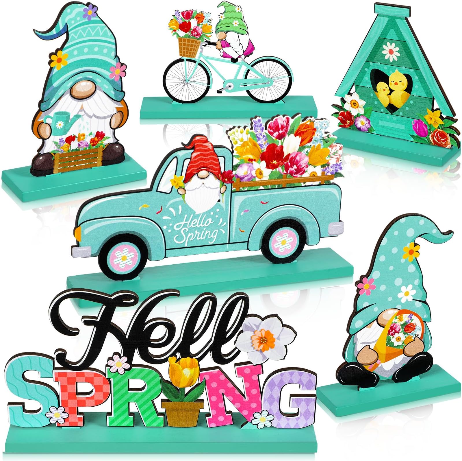 Amazon.com : 6 Pieces Spring Wood Block Signs, Free Standing Farmhouse ...