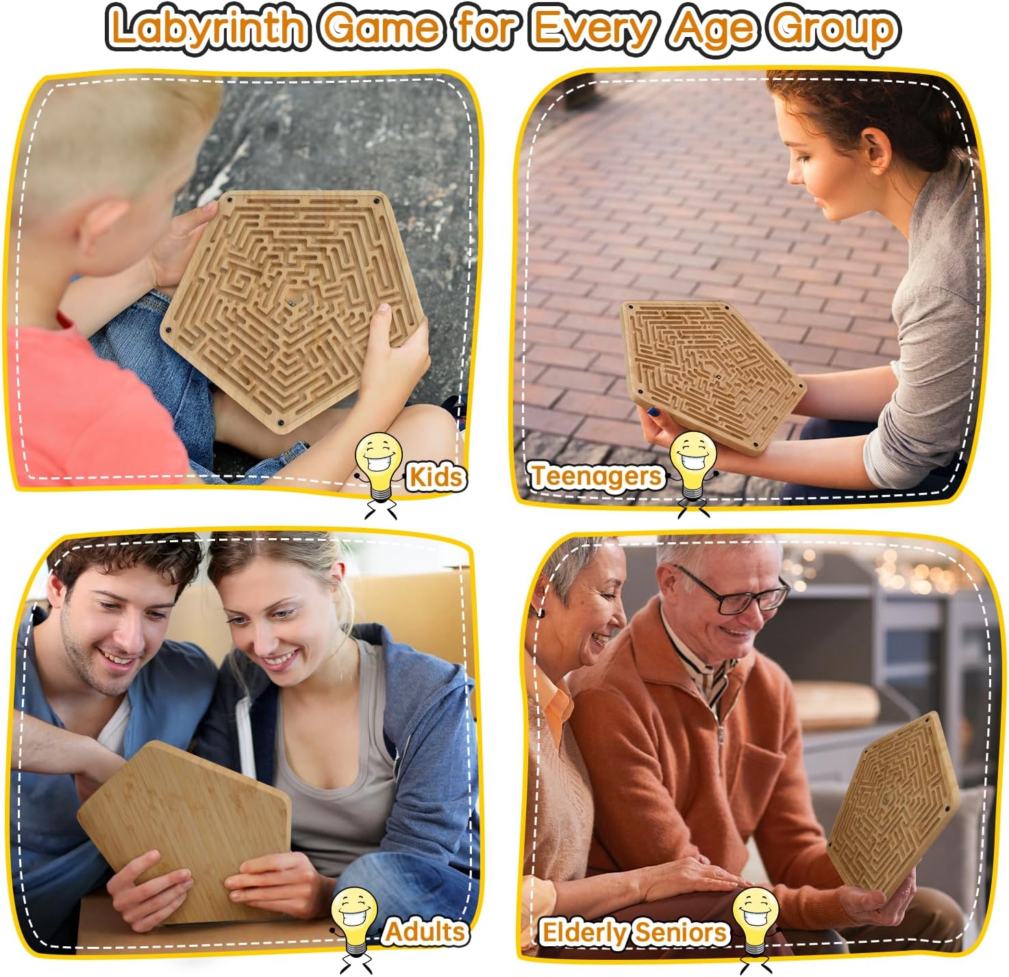 Juego de mesa laberinto con dos bolas de metal, juegos de laberinto de mármol de madera, juego ...