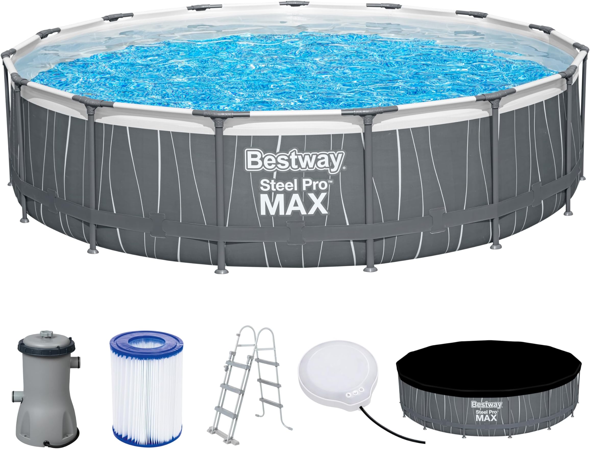 Bestway Steel Pro MAX Round AG Pool Set with LED Light 4.57m x 1.07m ...