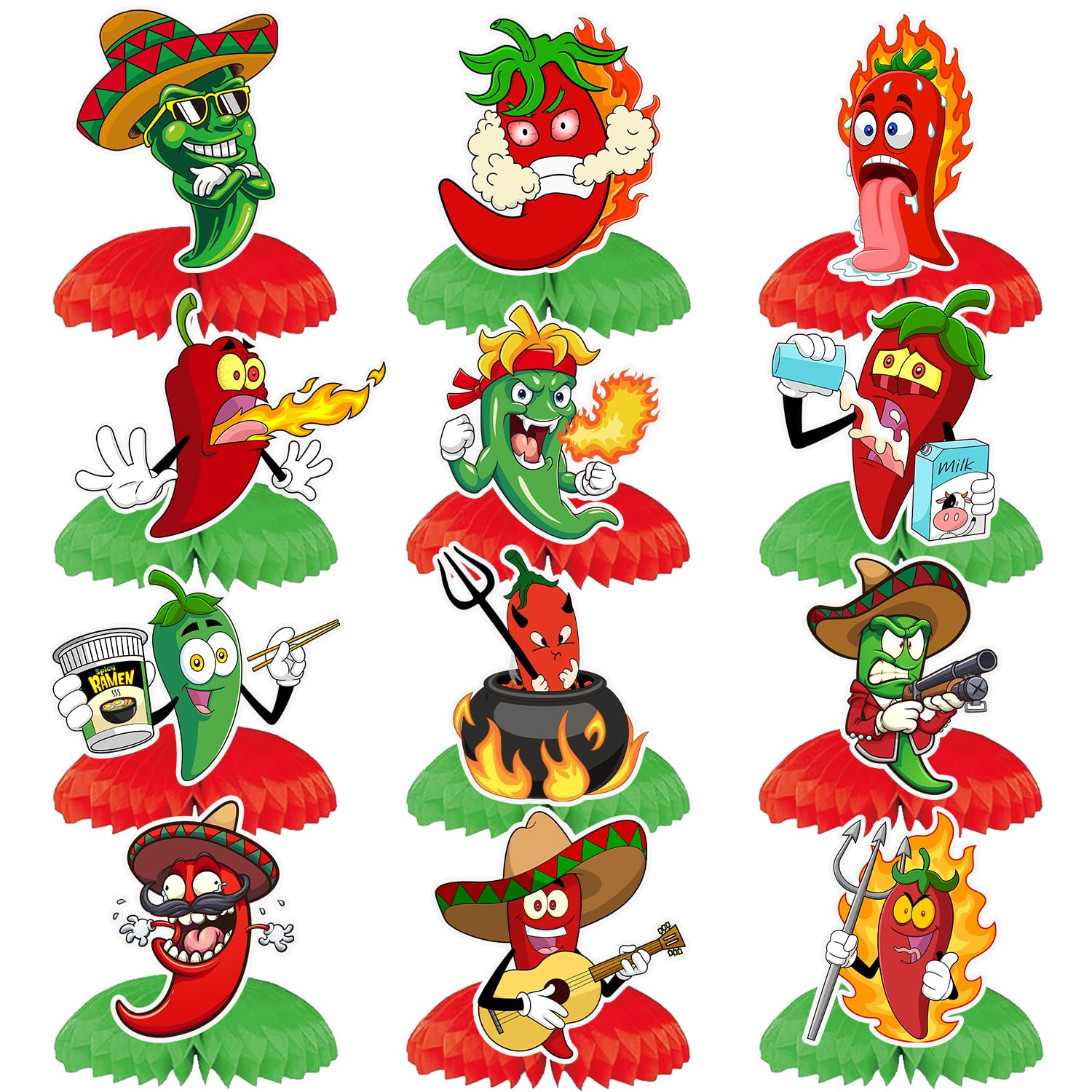 Amazon.com: 12 PCS Chili Cook Off Honeycomb Centerpieces, Chili ...