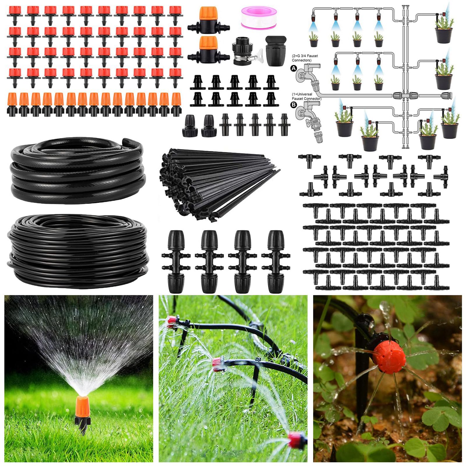 Snapklik.com : KOCASO Drip Irrigation Kit Garden System 131FT ...