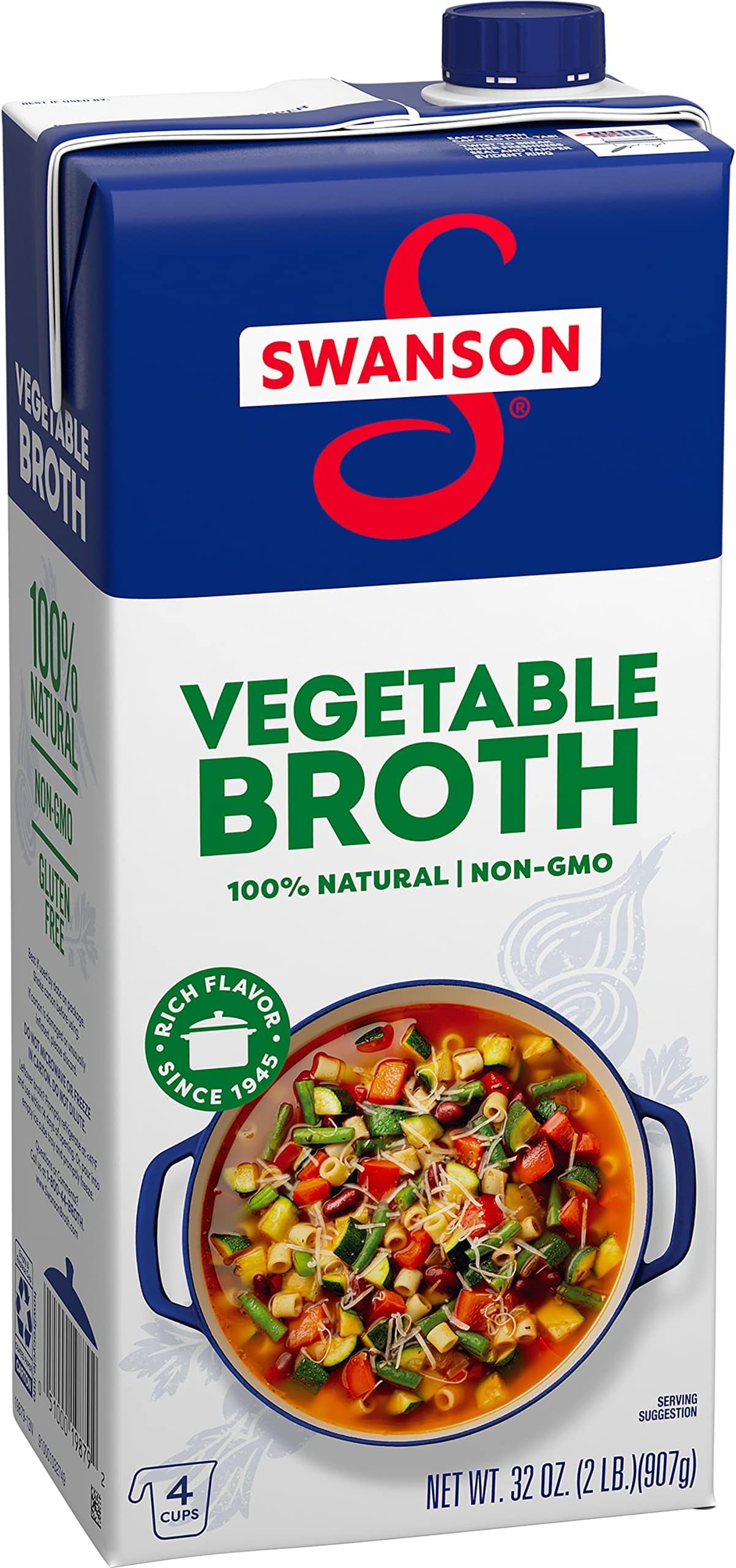 Amazon.com : Swanson 100% Natural Vegetable Broth, 32 oz Carton ...
