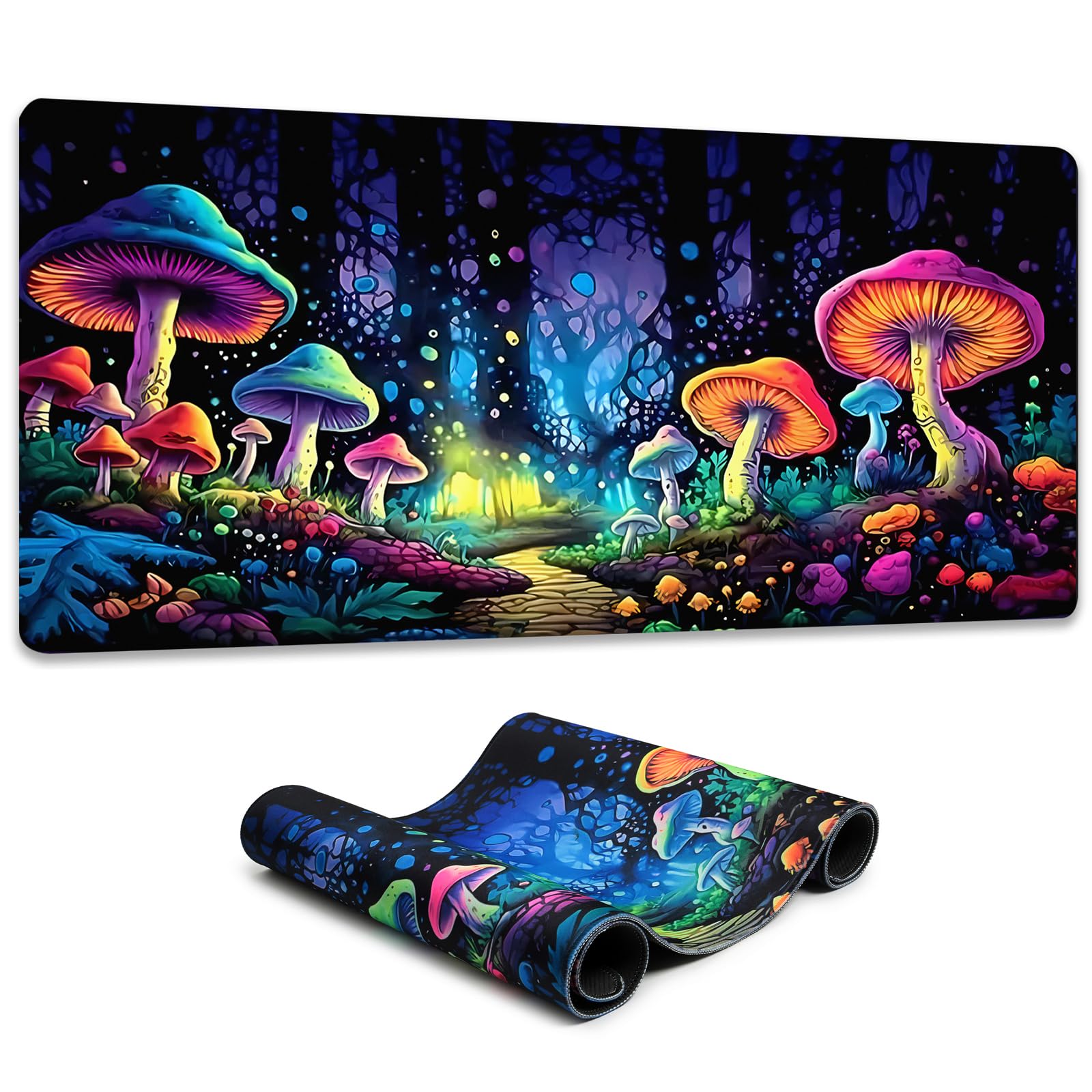 Simpkeely Gaming Mouse Pad, Blacklight Mushroom Waterproof Extended ...