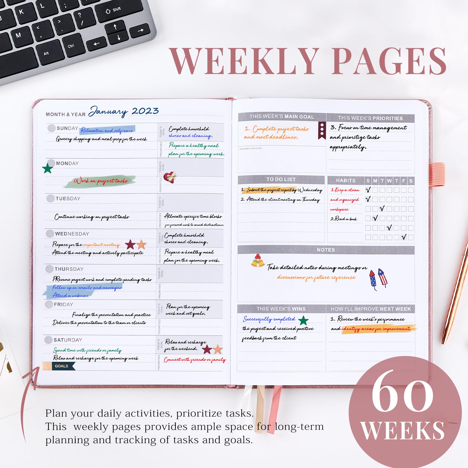 Snapklik.com : Weekly Planner, Large Undated Planner For Weekly And ...