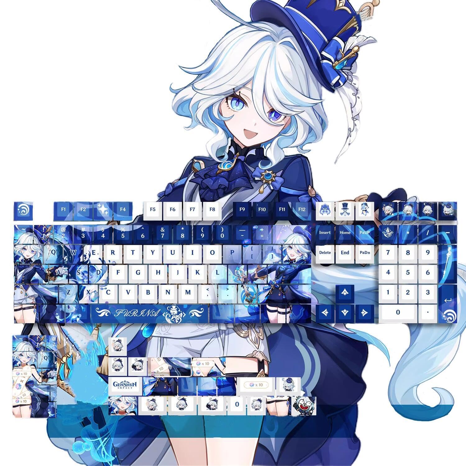 Amazon.com: KAOKI Furina PBT Keycaps Gen-shin Character Thermal ...