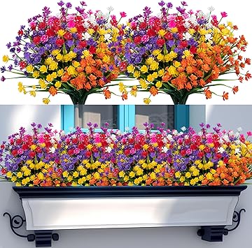 Amazon.com: Lnoicy 20pcs Artificial Flowers for Outdoor,Plastic Flowers ...