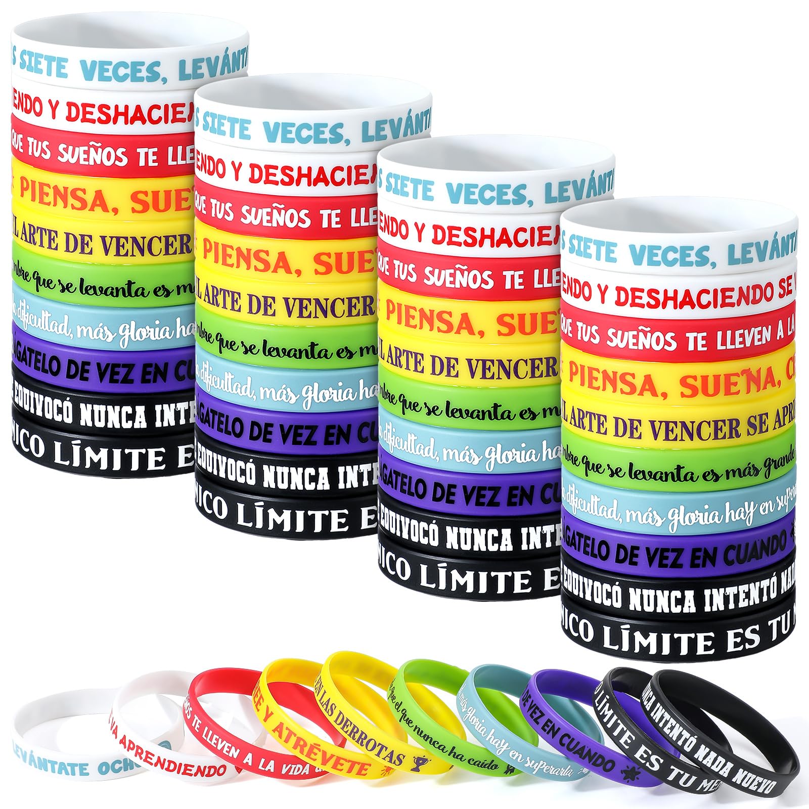 Amazon.com : Skylety 60 Pack Spanish Motivational Rubber Wristbands ...