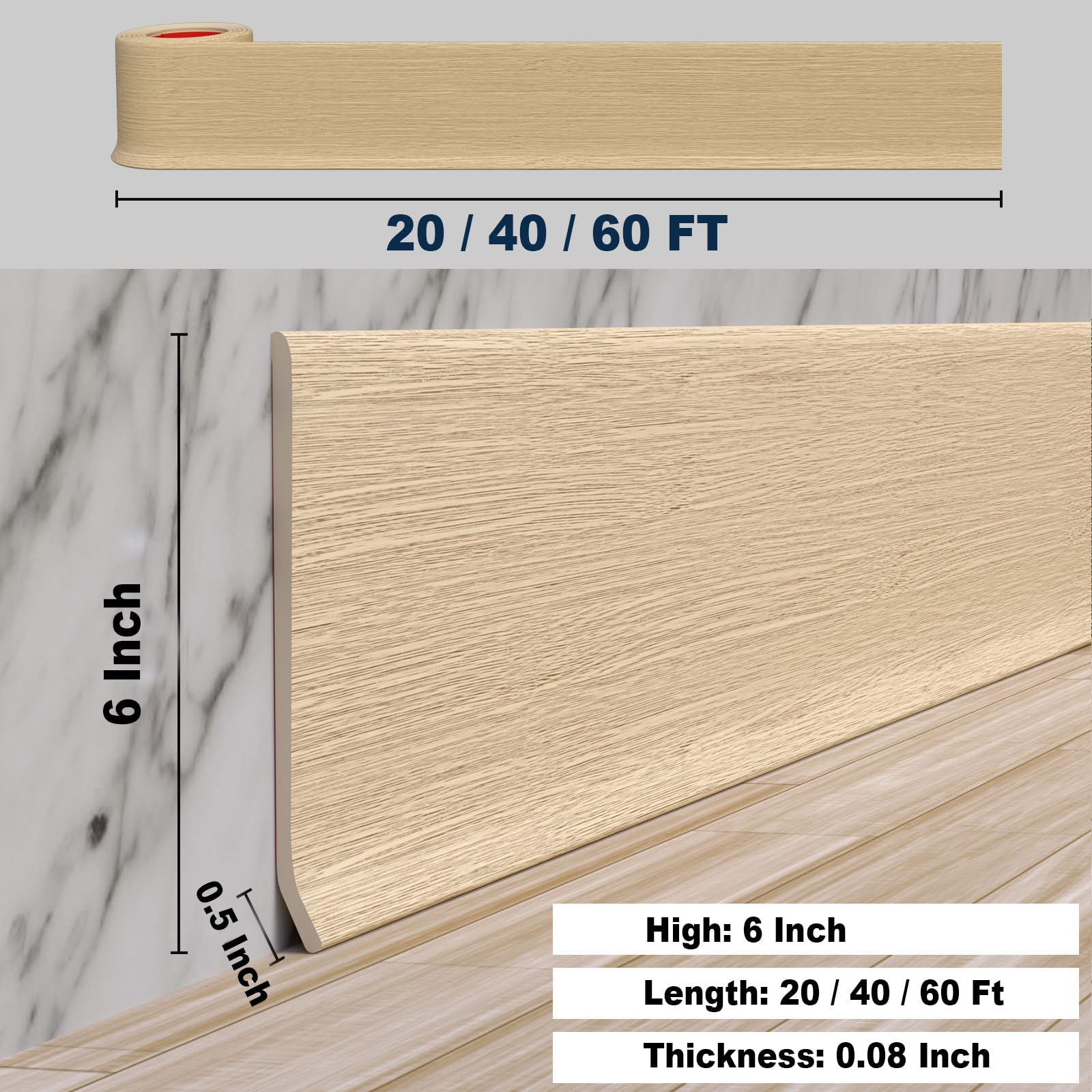 Snapklik.com : Duzzy Flexible Baseboard Molding Trim, 4 Inch
