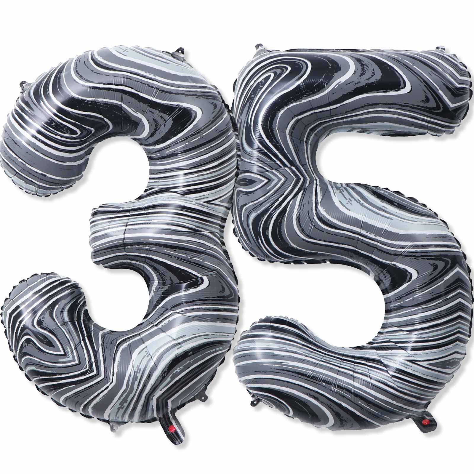 Amazon.com: 35 Balloon Number, 40 Inch Black Marble Foil Balloons Giant ...