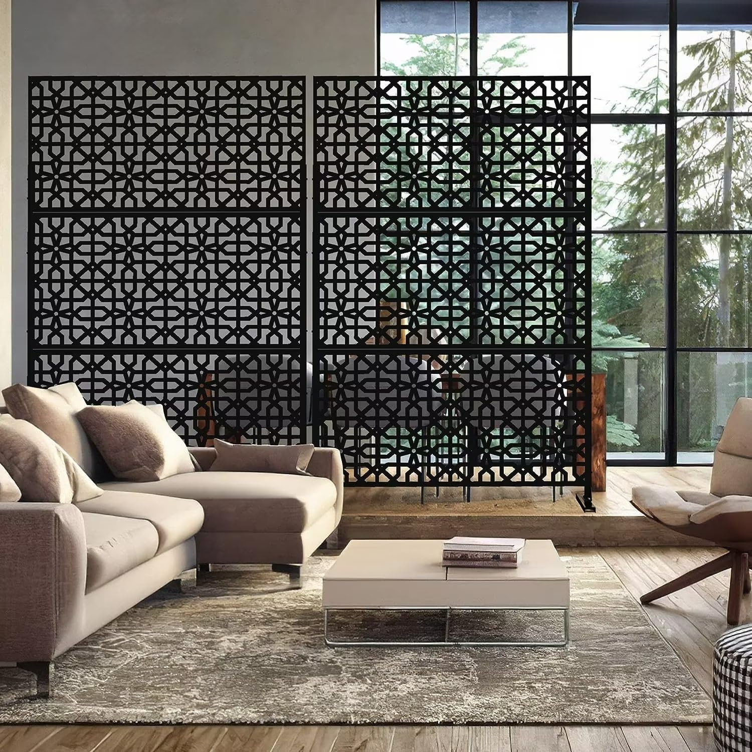 Snapklik.com : 72 H X 47 W Metal Privacy Screen, Outdoor Indoor Privacy ...