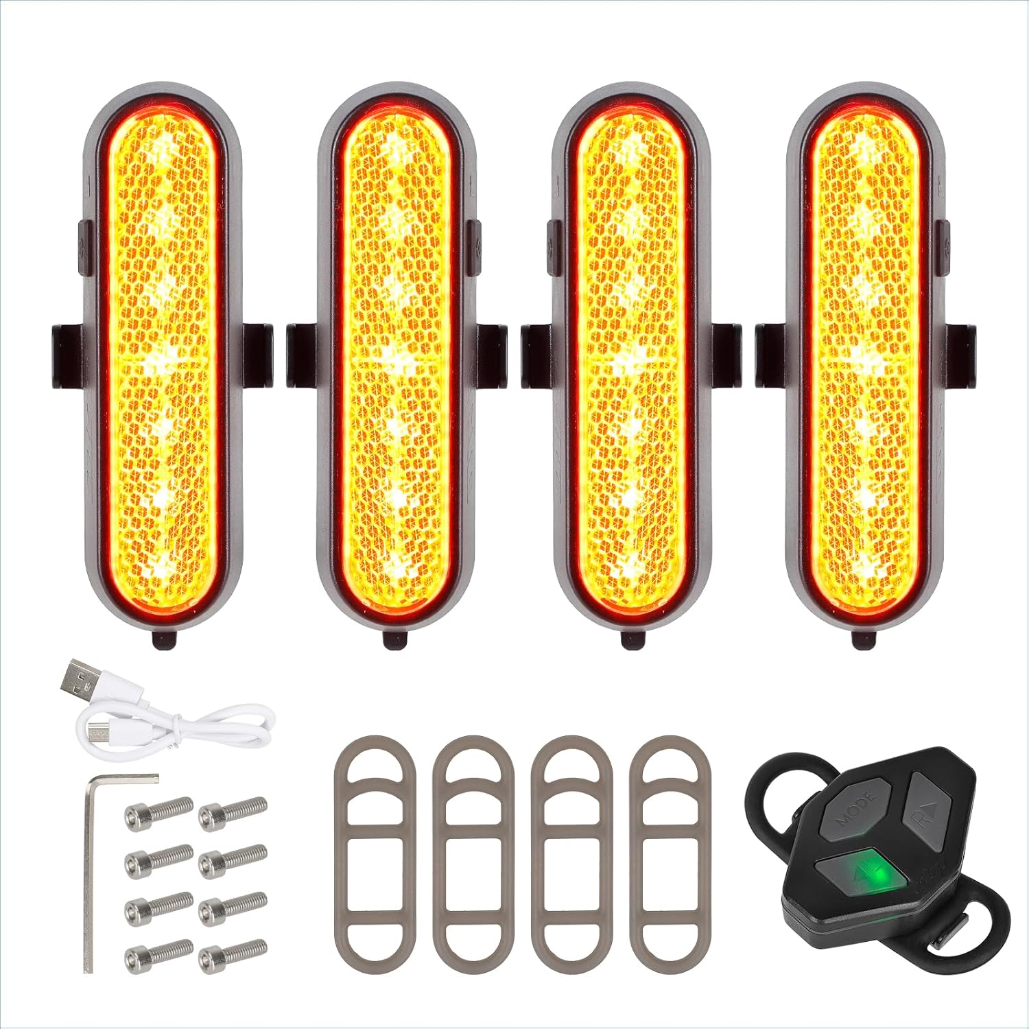 ulip Bike Light USB Rechargeable, Scooter Turn Signals Front and Back, Bicycle LED Warning ...