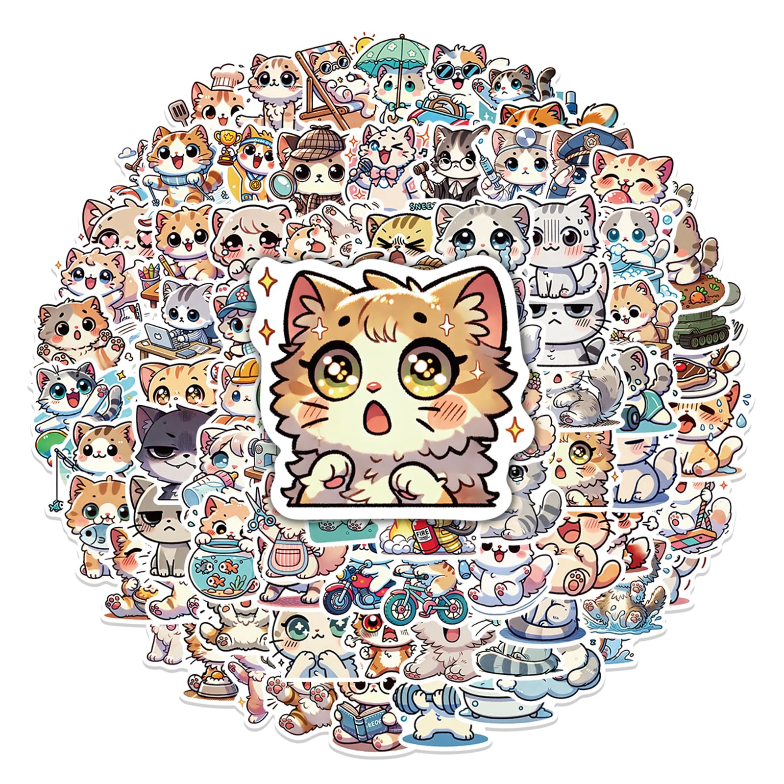 Amazon.com: 100 Pcs Cute Cat Meme Stickers – Funny & Durable Waterproof ...