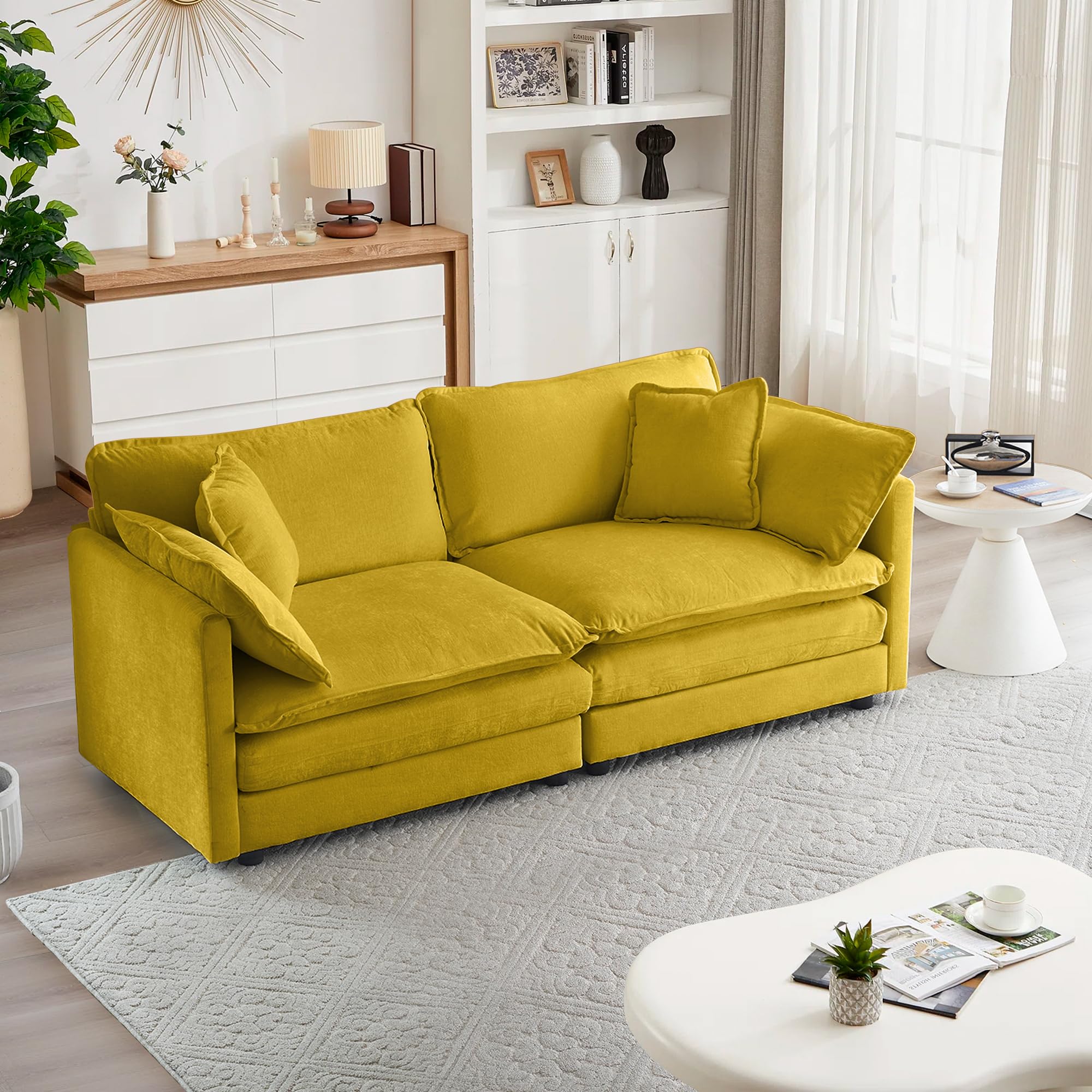 Amazon.com: mikibama Luxury Loveseat Sofa Couch, 76" Modern Chenille ...