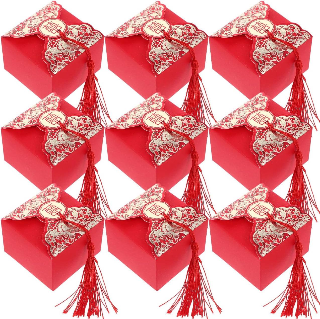 Amazon.com: 20 Pcs Red Chinese Style Wedding Party Favor Boxes with ...