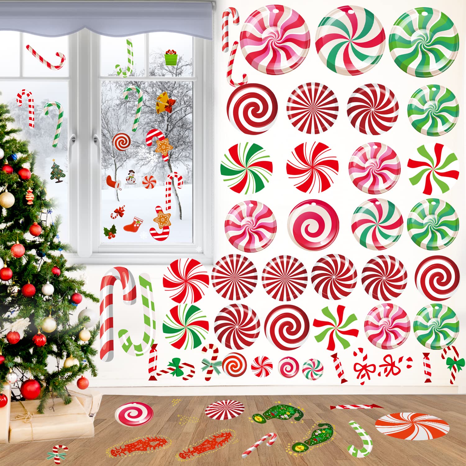 Amazon.com: 83 Pcs Peppermint Floor Decals Stickers Set Self Adhesive ...