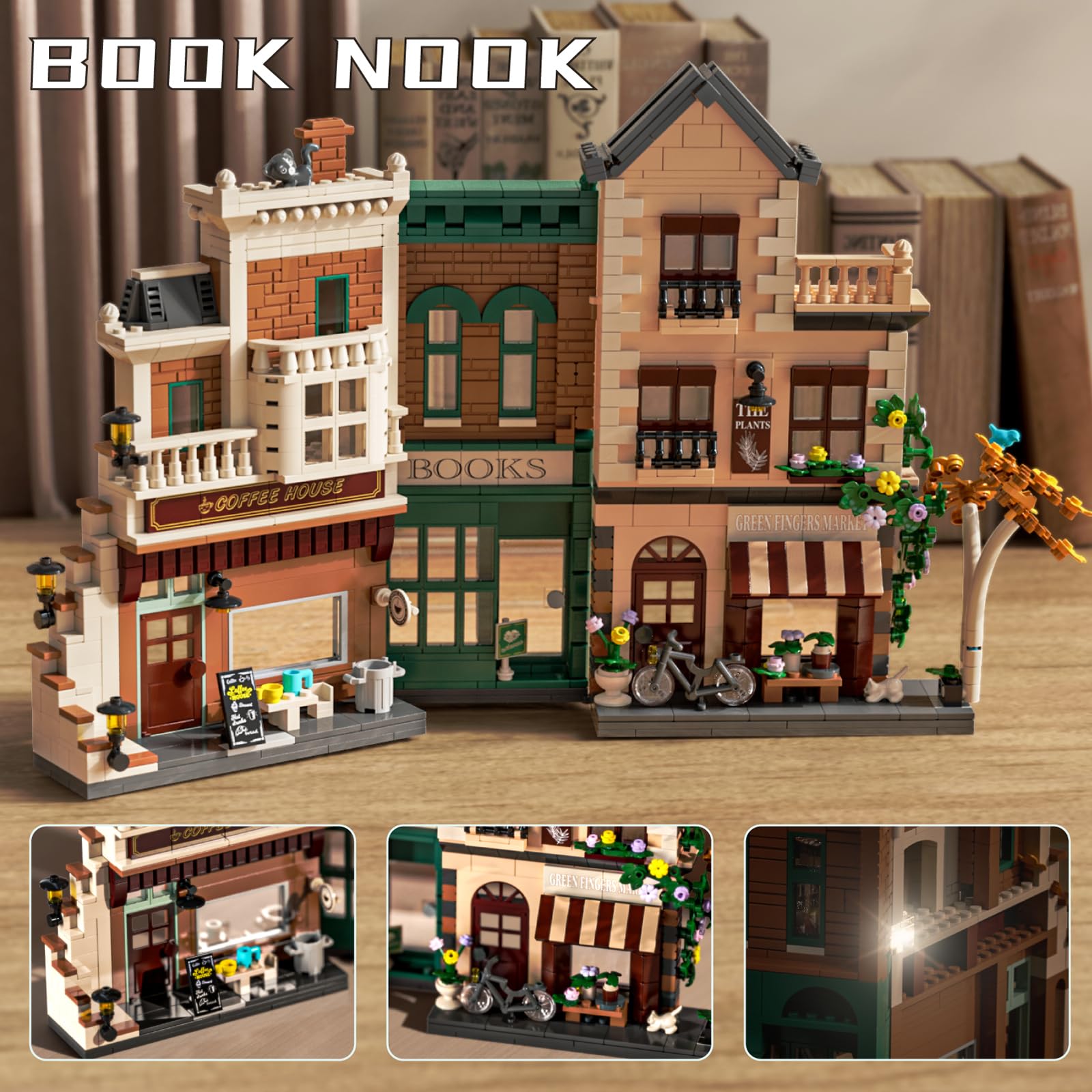 QLT Book Nook Building Set with LED, Compatible with Lego Adult(1194 ...