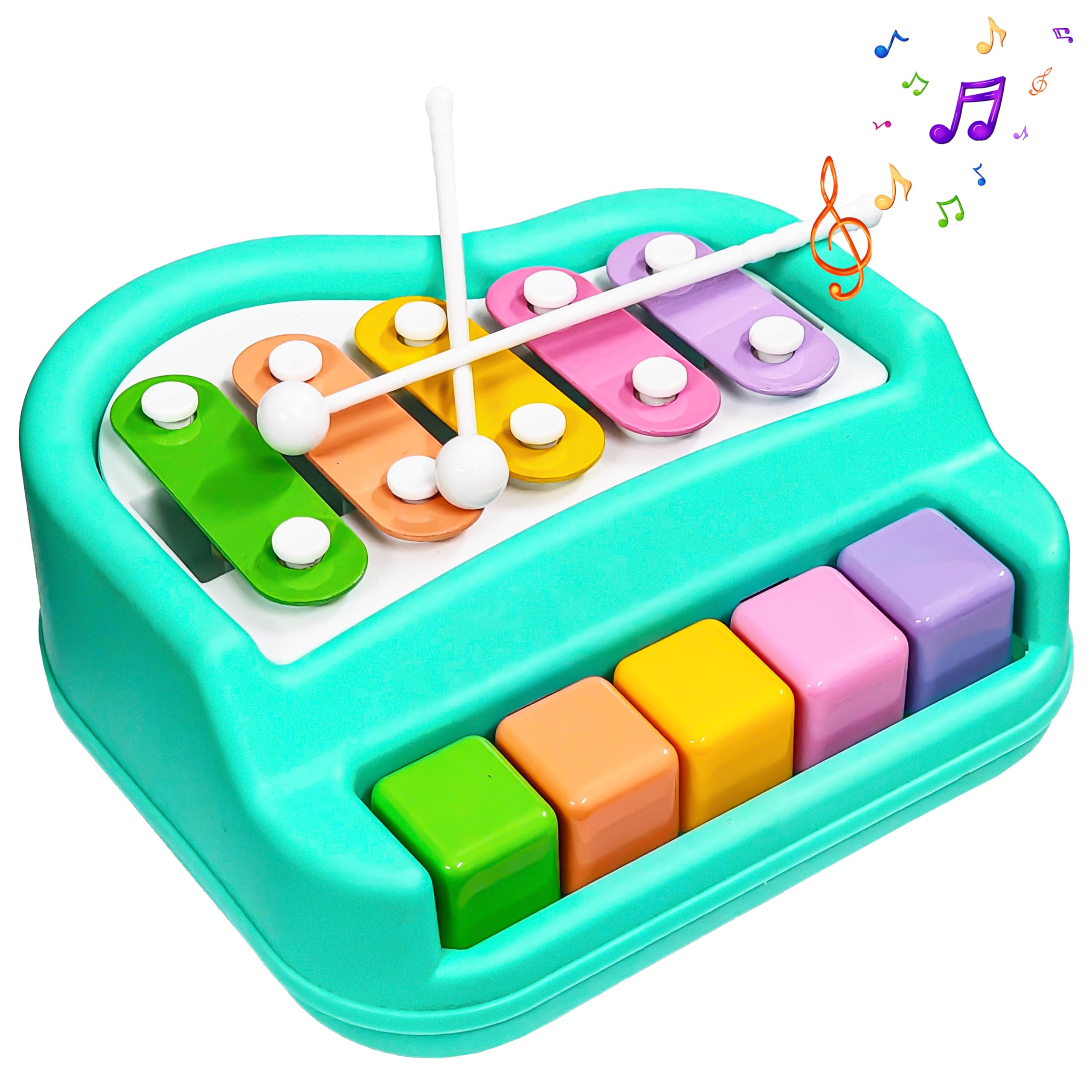 Buy VGRASSP 2 in 1 Small Xylophone and Piano Toy for Kids with Colorful ...
