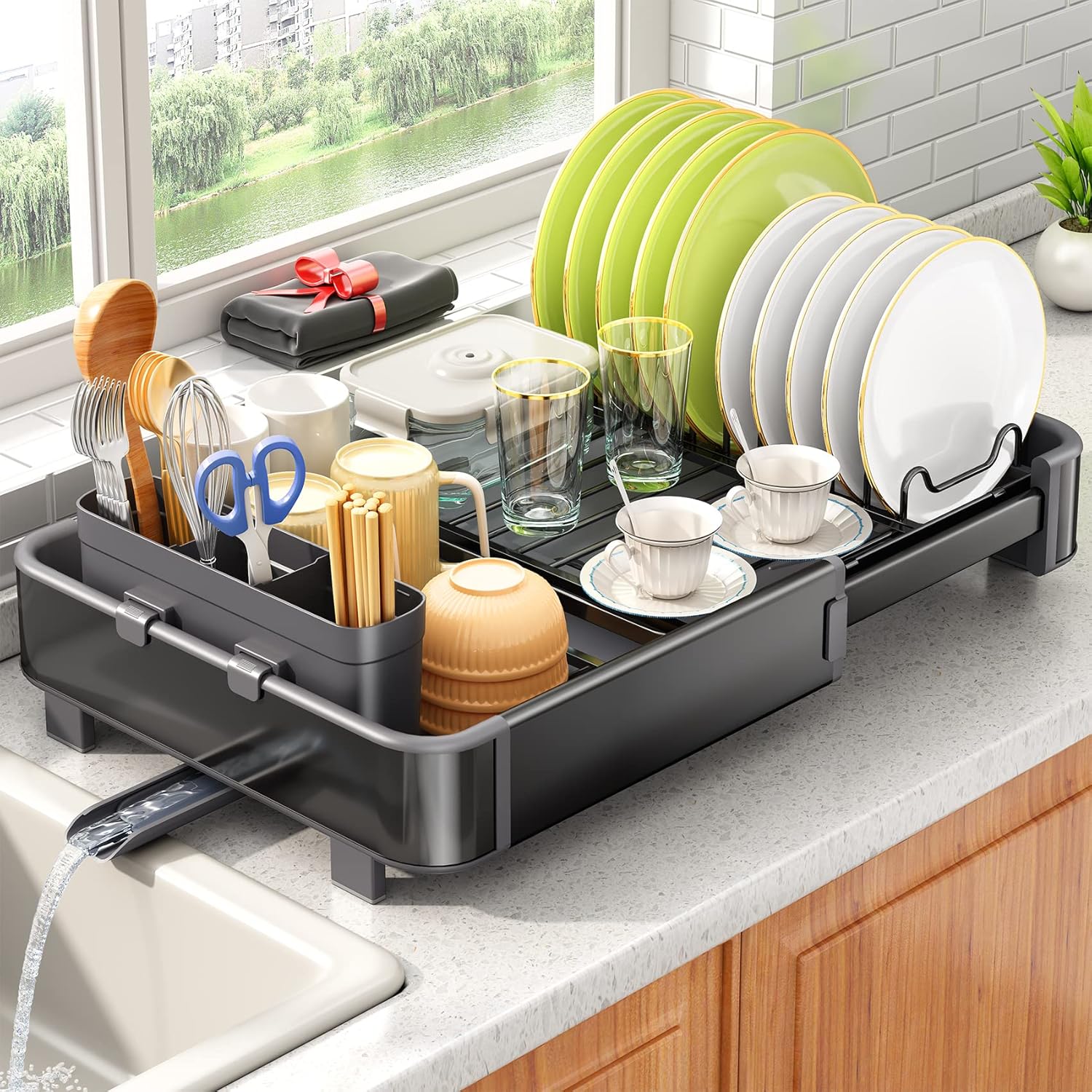 Amazon.com - SAYZH Dish Drying Rack, Kitchen Counter Dish Drainer Rack ...