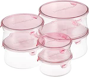 Amazon｜iwaki(イワキ) 耐熱 ガラス 保存容器 丸型 パック&レンジ 6点セット ピンク 380ml × 2個 / 840ml × 2個 / 1300ml × 2個 AZB-PRN ...