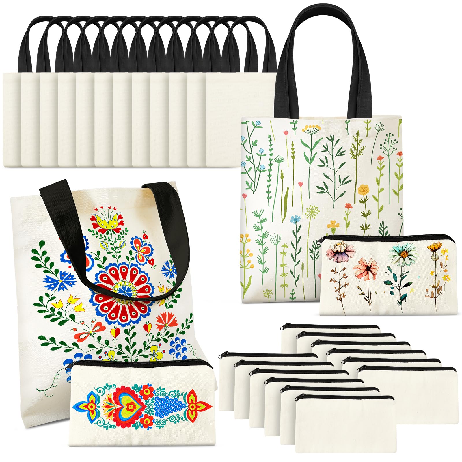 Amazon.com - Amylove 24 Pcs Mini Canvas Tote Bag Set Include Small ...