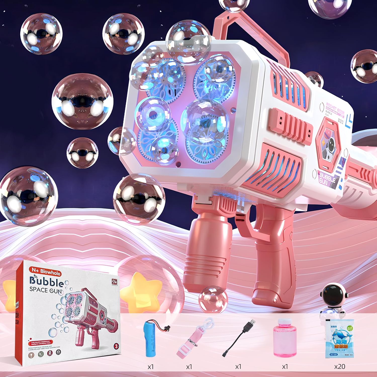 Amazon.com: Automatic Bubble Gun Large 48 Holes Bubble Machine Toy for ...