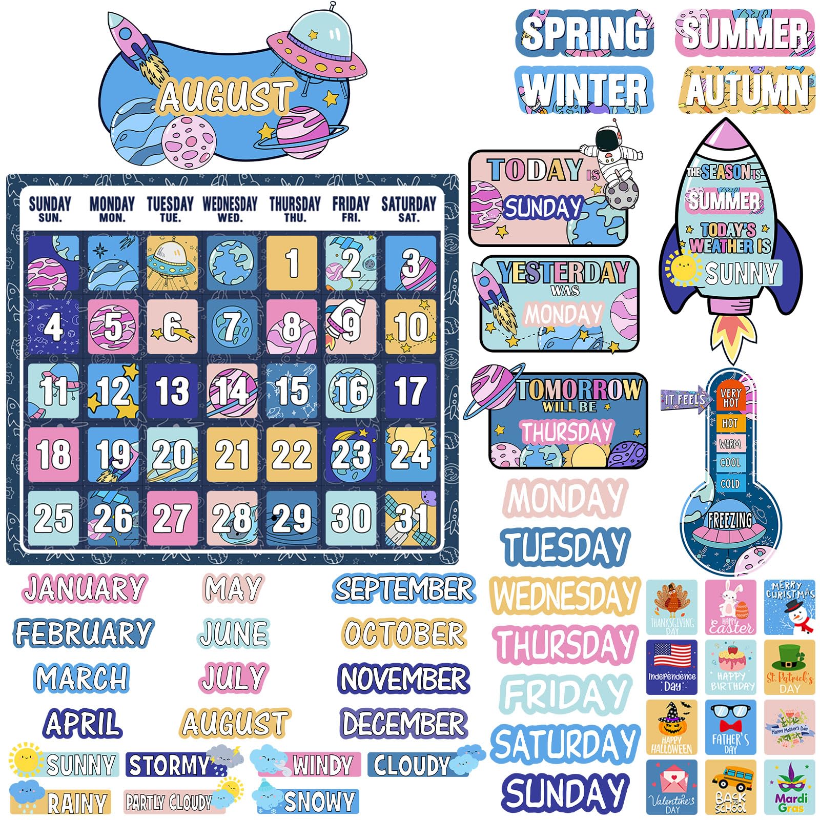 Snapklik.com : Cholemy 85 Pcs Calendar Bulletin Board Set Classroom ...