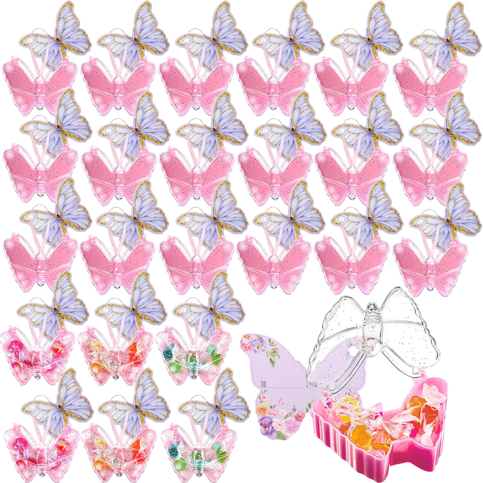 Amazon.com: Pasimy 72 Pcs Butterfly Party Favors Include 24 Plastic ...