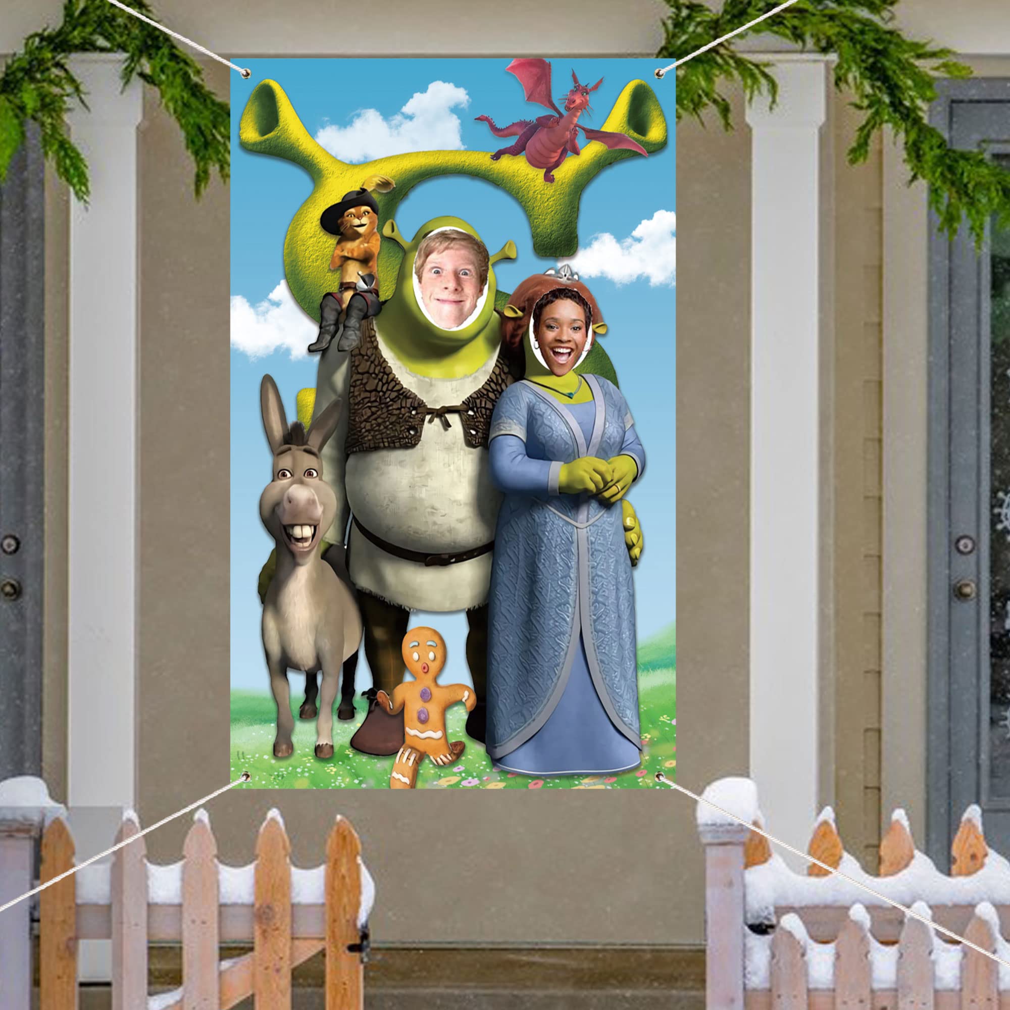 Buy Shrek Photo Door Banner, Shrek Face Photography Fabric Banner ...