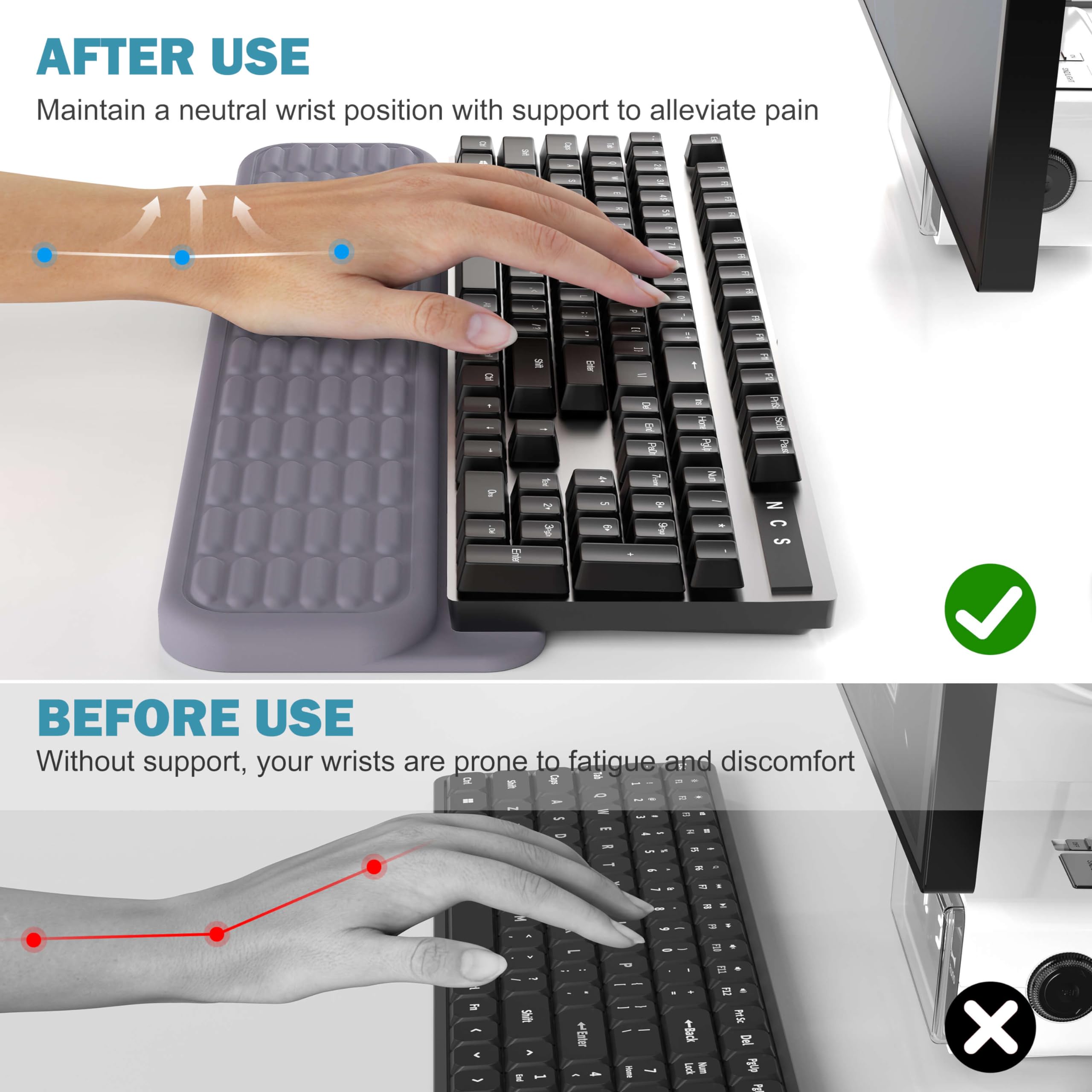 Snapklik.com : Mekass Keyboard-Wrist-Rest-with-Stickers, Ergonomic Hand ...