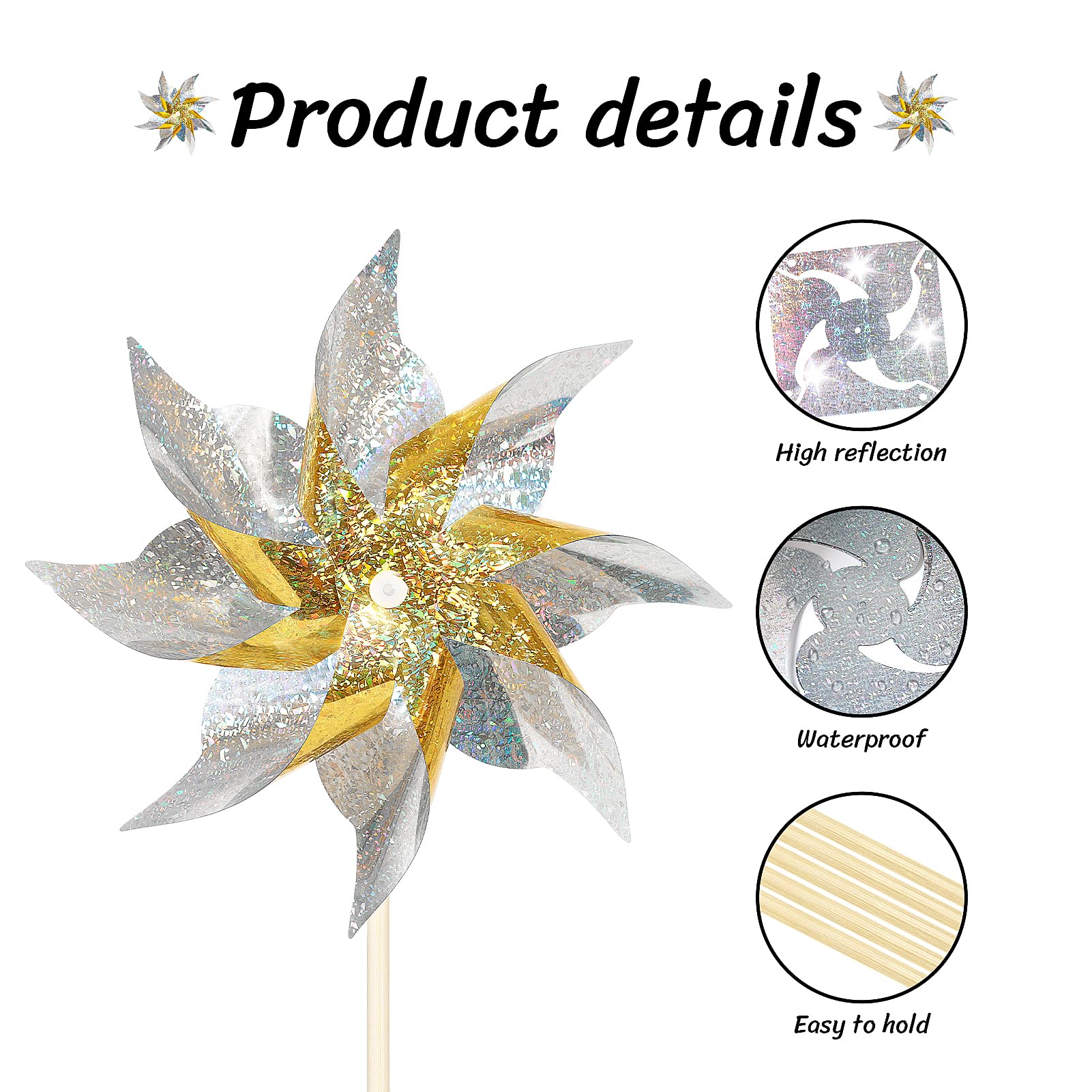 Snapklik.com : 10 Pack Reflective Pinwheels For Yard And Garden,Wind ...