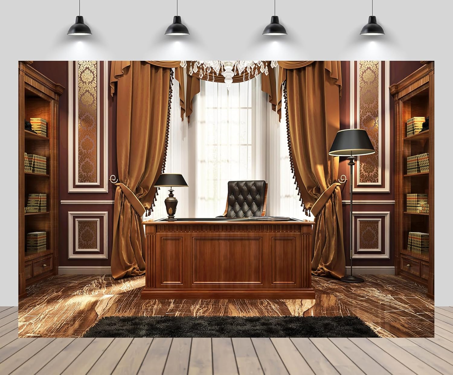 Amazon.com : CHNYWORK 7x5ft Luxury Wood Home Office Backdrop Retro ...