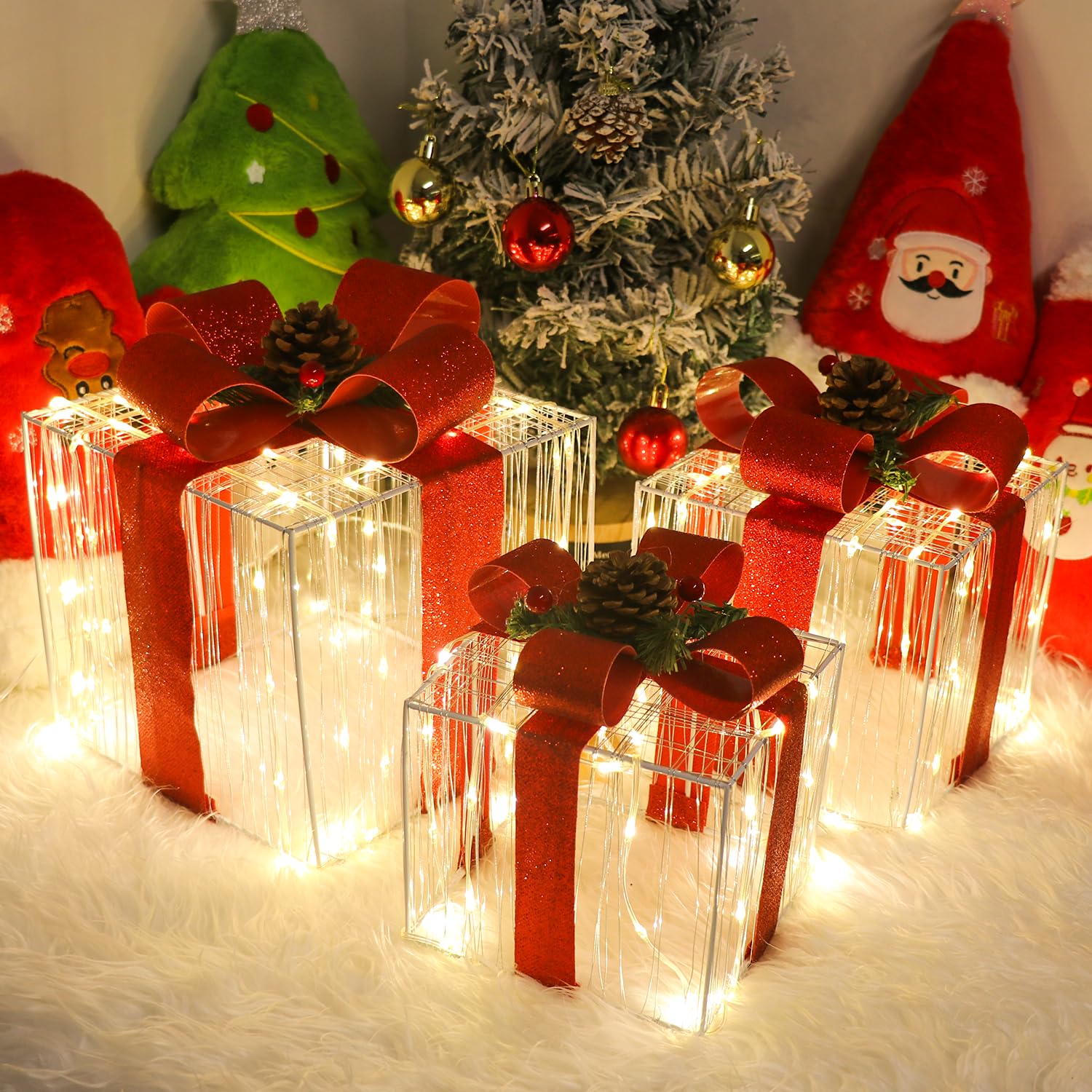 Amazon.com: Set of 3 Christmas Lighted Gift Boxes,150 LED Christmas Box ...