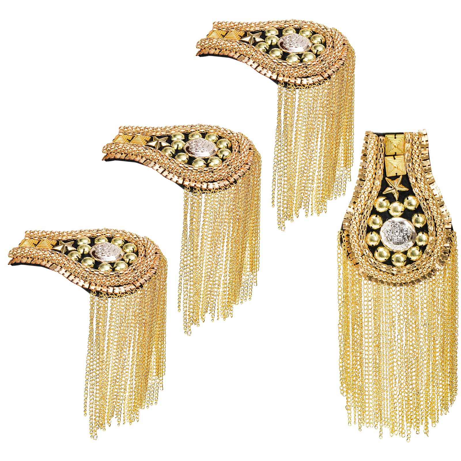 Amazon.com: Acshio 4 Pieces Tassel Shoulder Epaulettes, Metal Gold ...